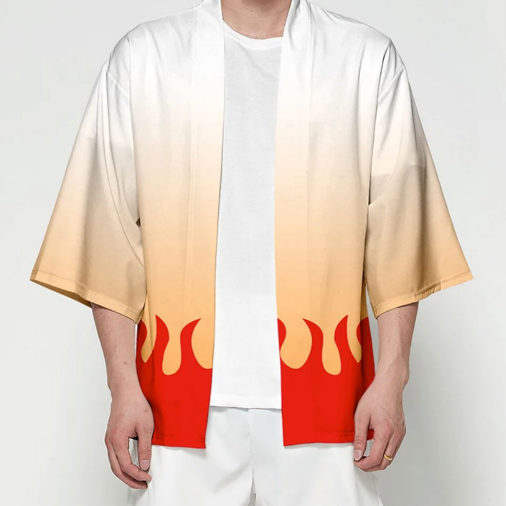 Rengoku Shirt Cosplay Kimono Costume | Demon Slayer Cloak – Geekmonkey