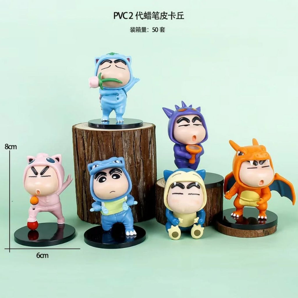 ShinChan Pokemon Crossover Figurine | Shin Chan Figures [Set of 6] – Geekmonkey