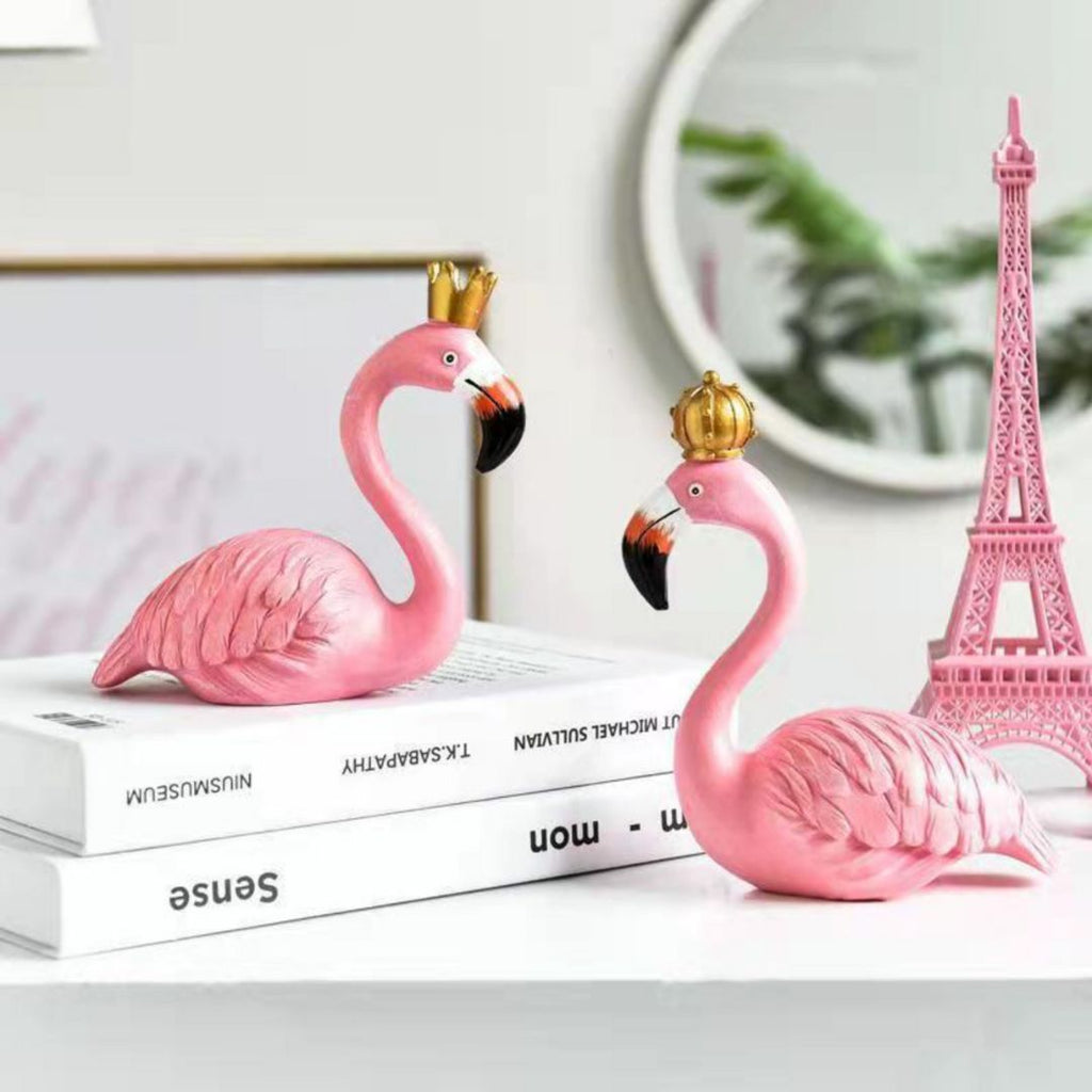Royal Flamingo Decorative Showpiece – Pink Flamingo with Golden Crown ...