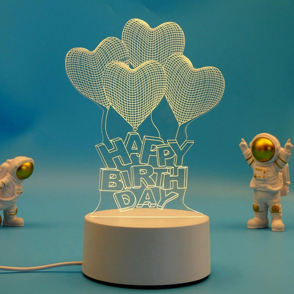 Birthday Acrylic Lamp | 3D Illusion Happy Birthday Lamp Decor – Geekmonkey