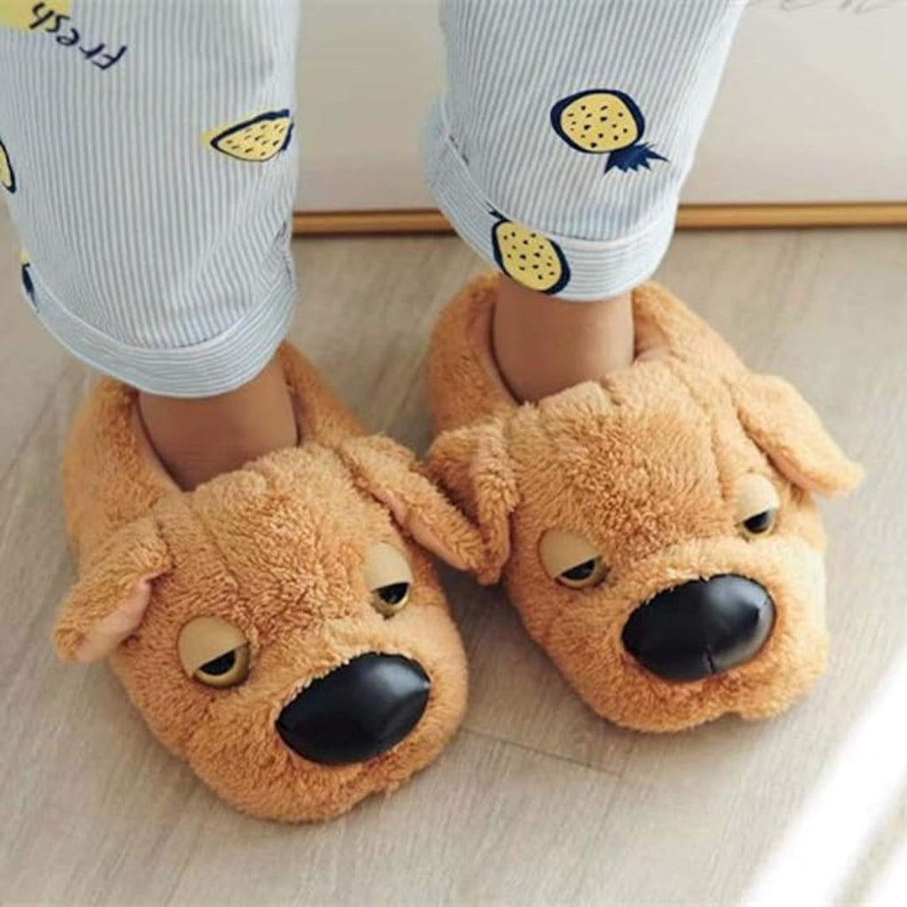 Cute Doggo Plush Shoes | Non-Slip Winter House Shoes (Universal Size ...