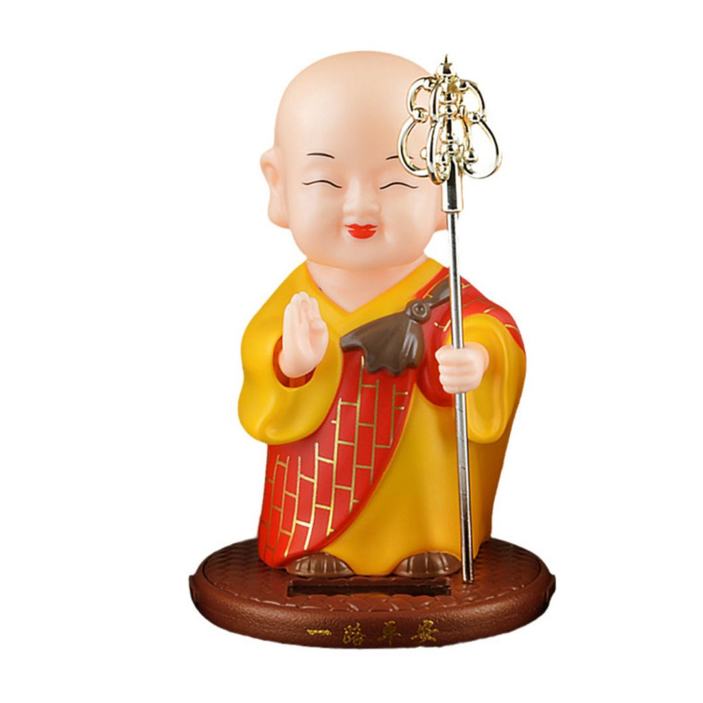 Positive Energy Monk Decor | Solar-Powered Buddha Monk Figurine ...