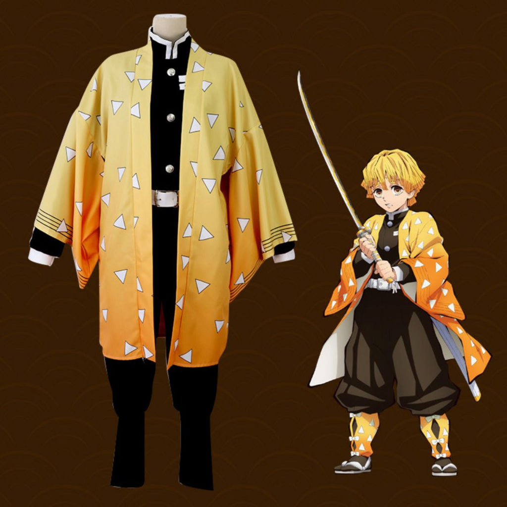 Agatsuma Zenitsu Cosplay Costume | Kimono Haori Uniform – Geekmonkey