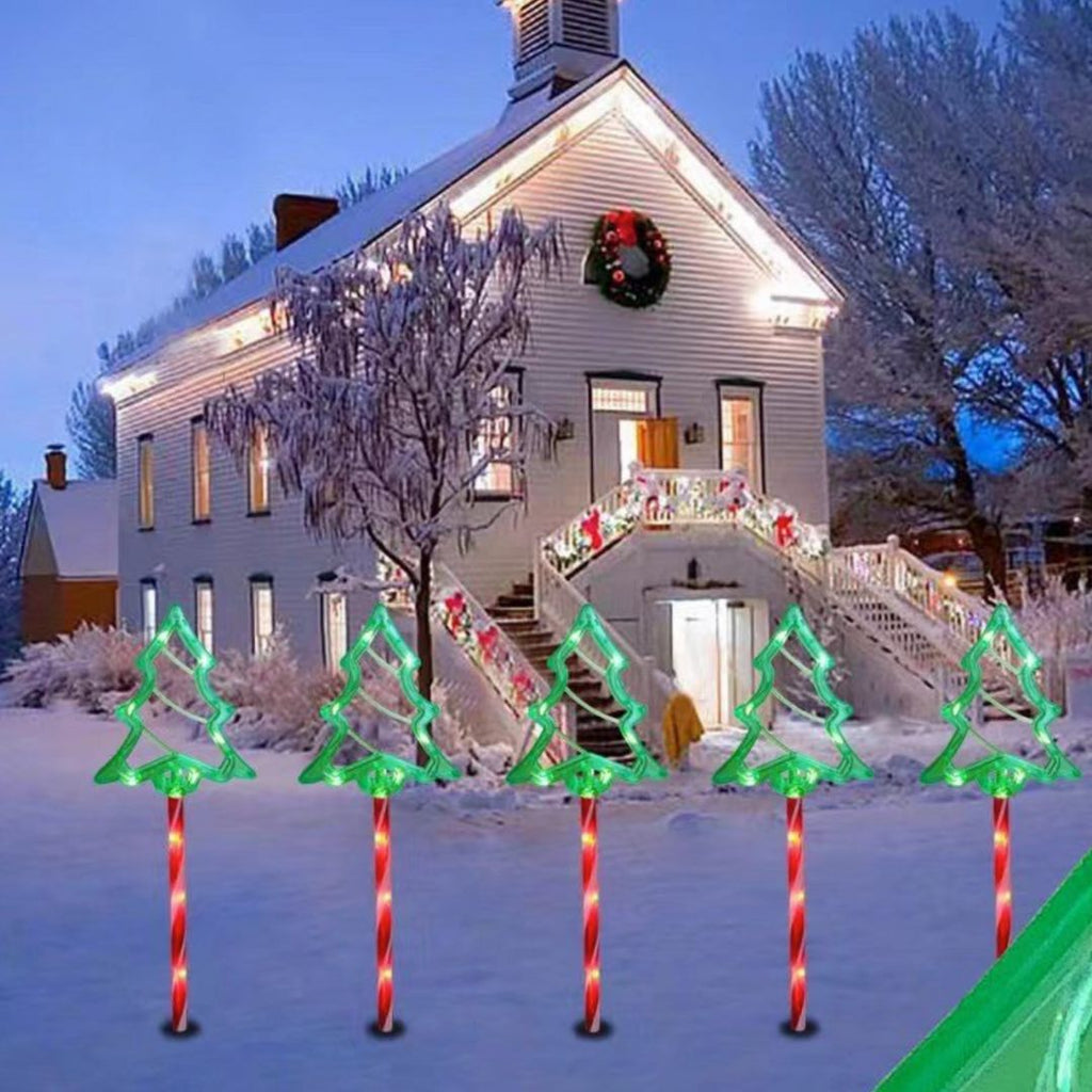 Solar Christmas Tree Pathway Lights – Outdoor LED Lawn Stakes – Geekmonkey