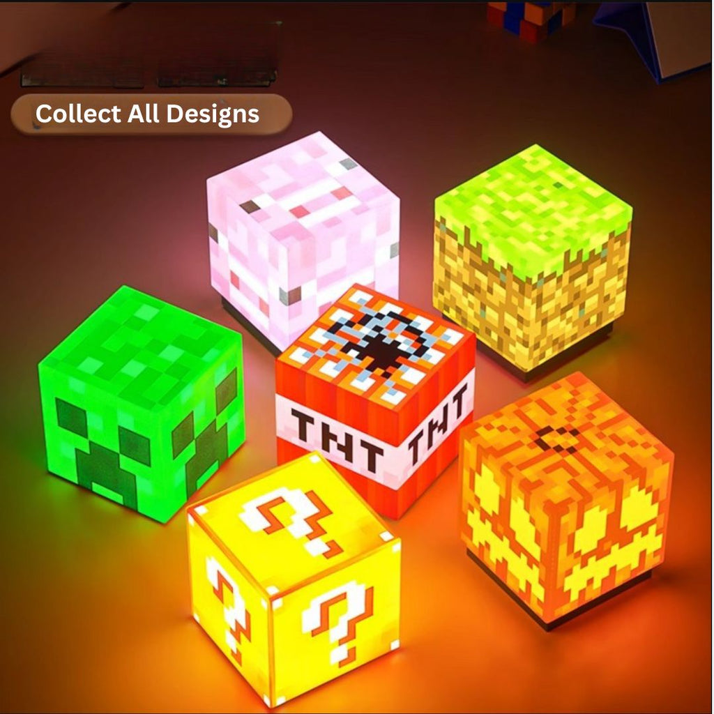 Minecraft Block Night Light | USB Rechargeable Mini Cube Lamp with Mag ...