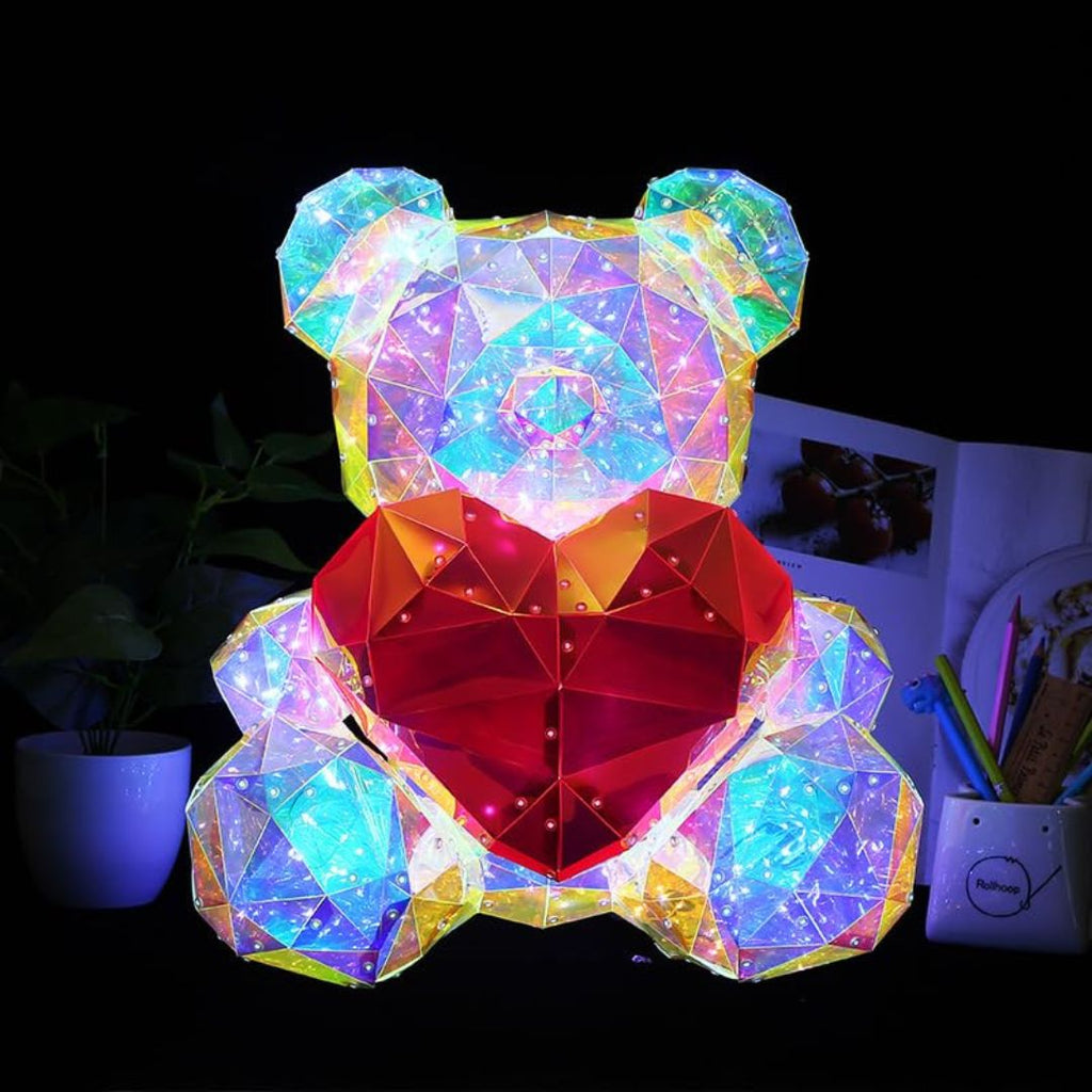 The Shiny Bear Lamp | Reflective LED Light Bear with Red Heart [With G ...