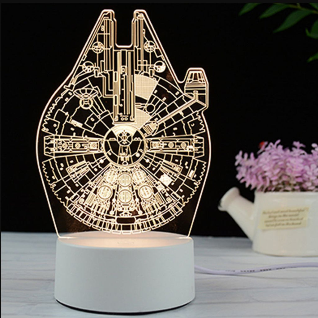 Millennium Falcon Acrylic Lamp | 3D Illusion Space ship Lamp Decor ...