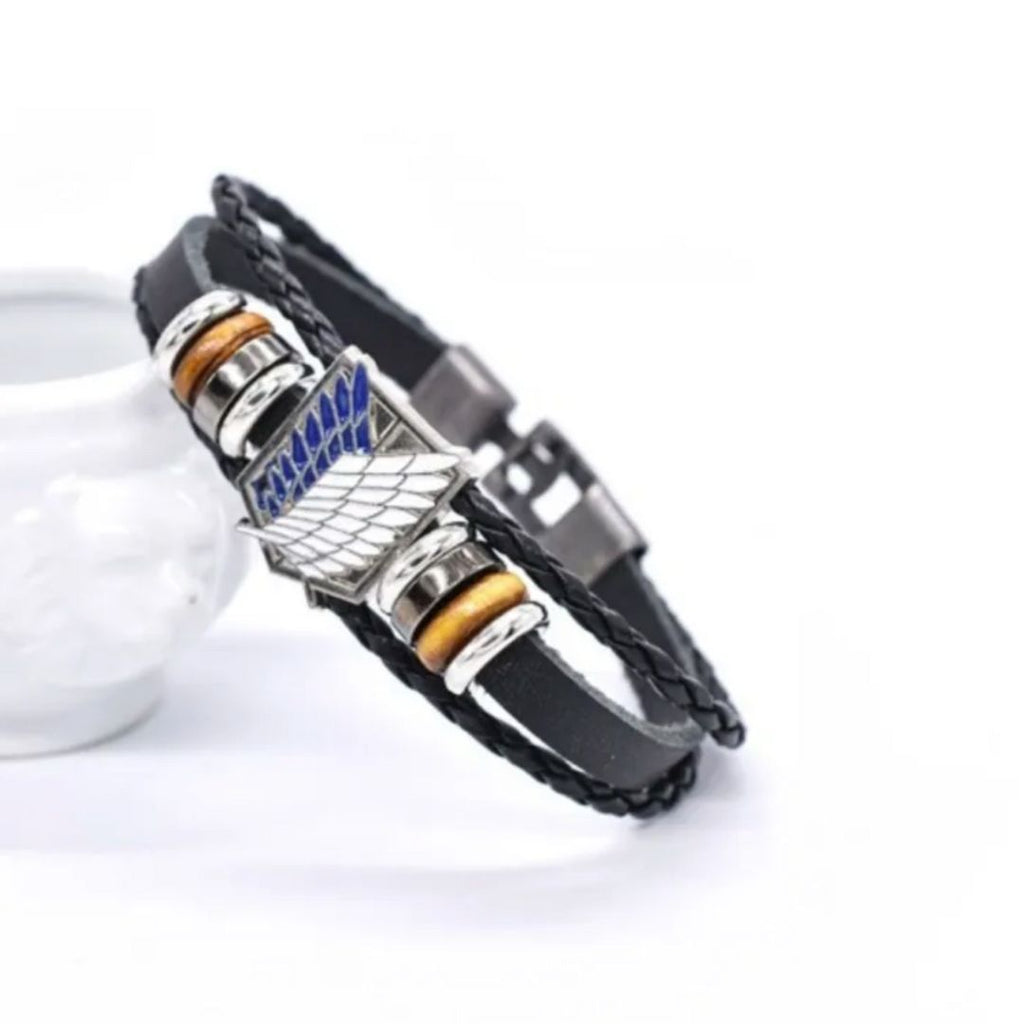Attack on Titans Bracelet | Multi-Layer Leather Bracelet with Metal Ch ...