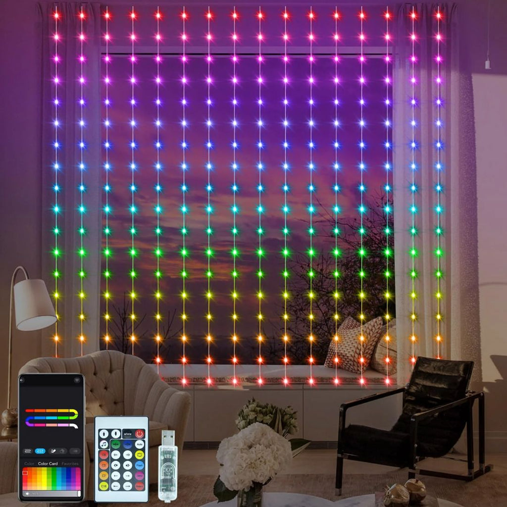 Smart Curtain Lights - 19 Color Changing App Control Lights [8Ft X 6Ft ...