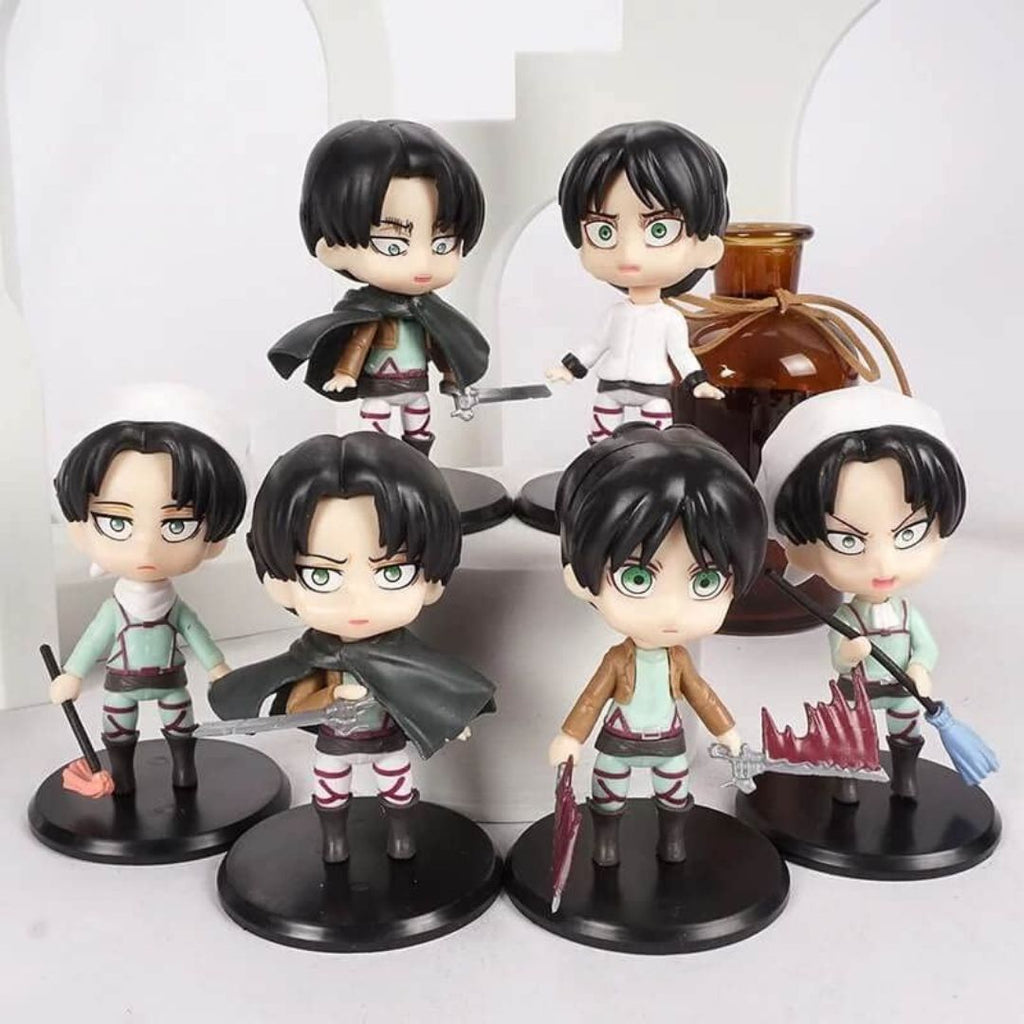 Levi Eren Chibi Figures - Set of 6 | Cute Attack On Titan Figurines ...
