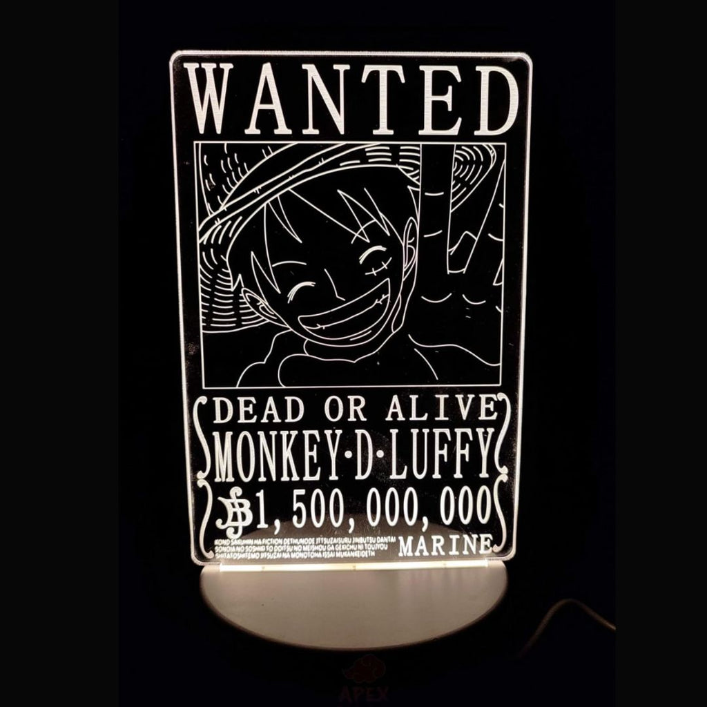 Wanted Poster Acrylic Lamp | One Piece Wanted Holographic Lamp – Geekmonkey