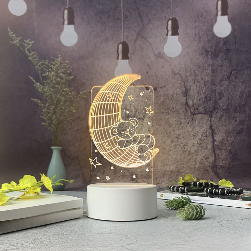 Sleepy Moon Acrylic Lamp | Illusion Lamp with Holographic Look – Geekmonkey