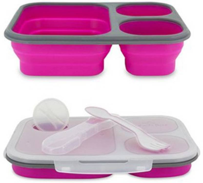 Silicon Lunch Box With 3 Large Compartments – Geekmonkey